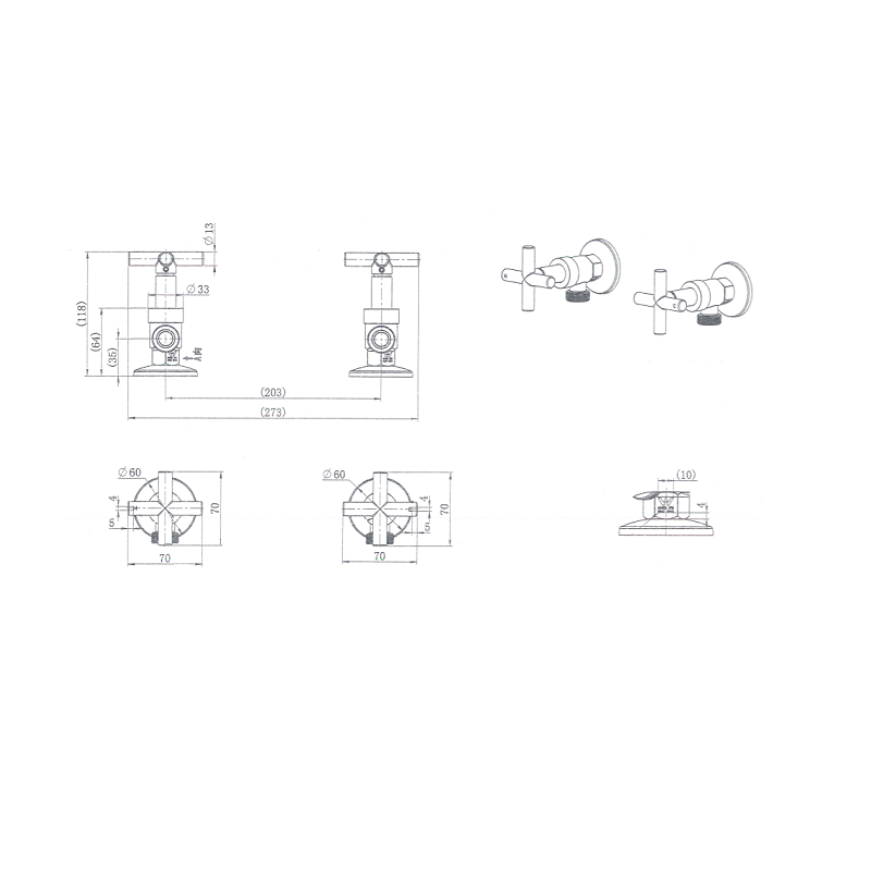 Modern National Cross Handle Ryker Washing Machine Set 1/4 Turn Matte - BSD