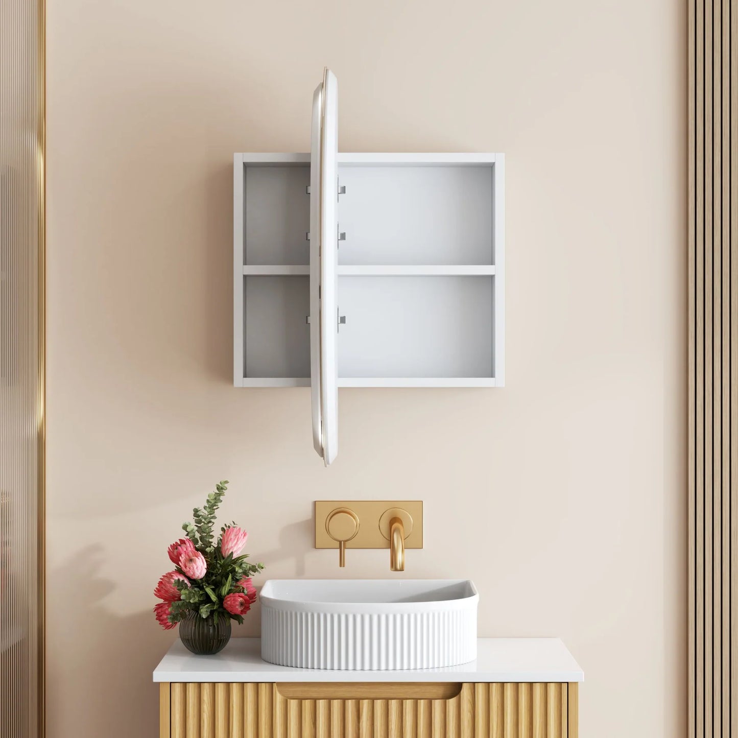 Athena 750mm LED Round Wall-Hung Shaving Cabinet - Single Door - BSD