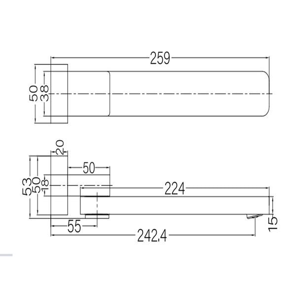 Nero Celia Swivel Bath Spout Only Matte Black - BSD