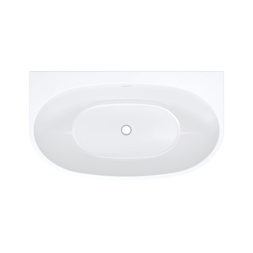 Ovia 1300mm Back to Wall Vienna Bath Tub Gloss White - BSD