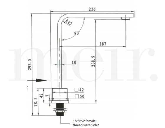 Meir Square High Rise Swivel Hob Spout Matte Black