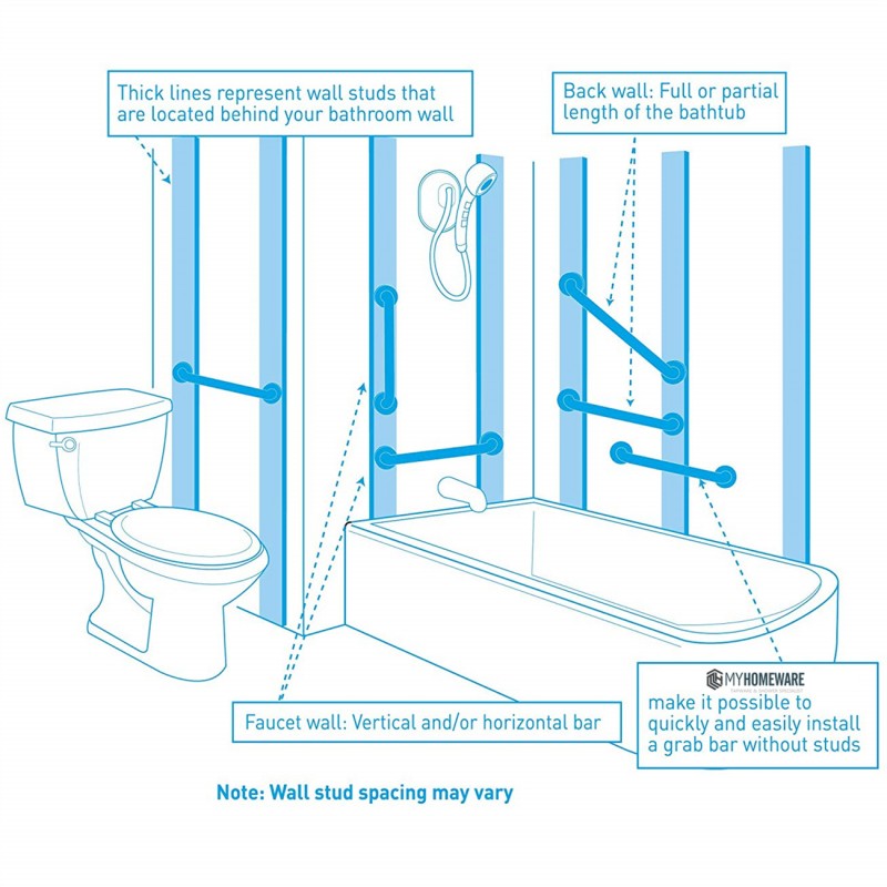 400mm Bathroom Grab Bar Silver Finish Handicap Disabled Toilet Stainle ...