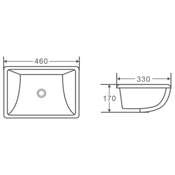 Mercio NUE 46m Rectangle Undercounter basin - BSD