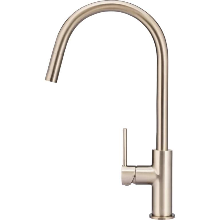 Meir Round Piccola Pull Out Kitchen Mixer Tap Champagne - BSD