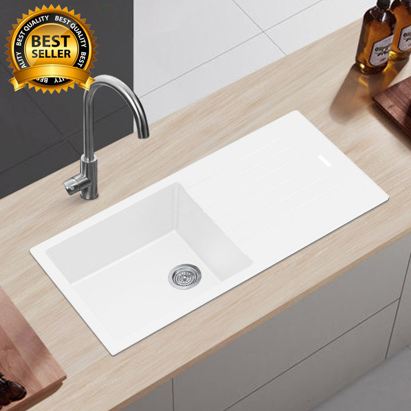 1000x500x200mm White Granite Stone Kitchen Sink with Drainboard Top ...