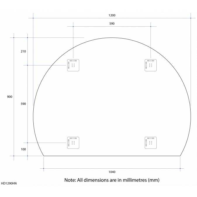 Thermogroup 1200x900x11mm D-Shaped Polished Edge Mirror with Demister ...