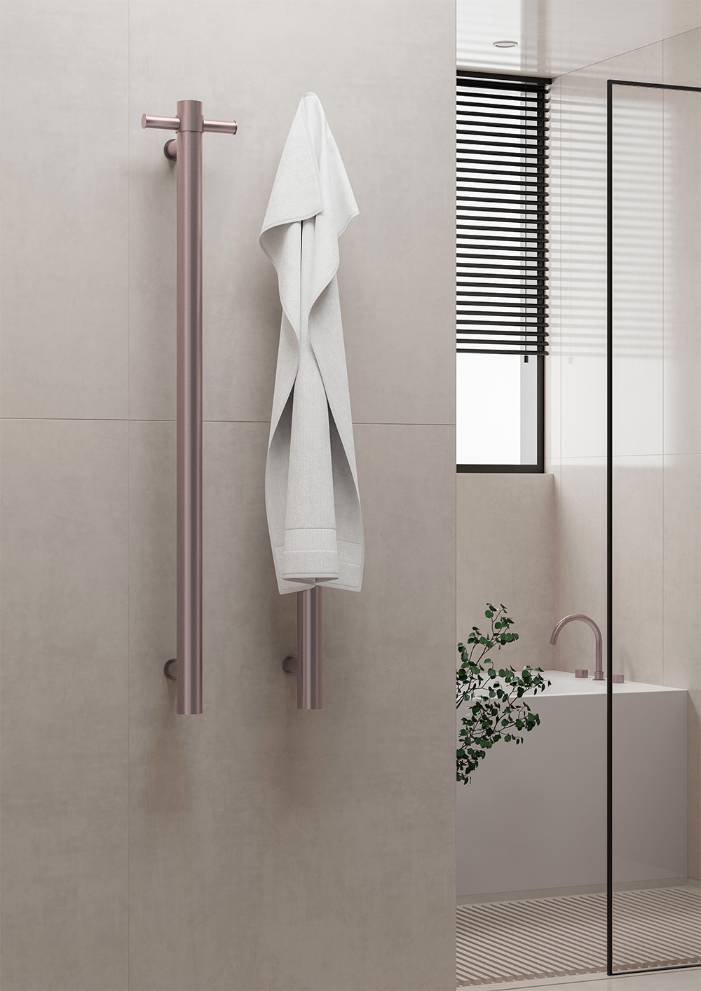 Nero Heated Vertical Towel Rail Brushed Bronze - BSD