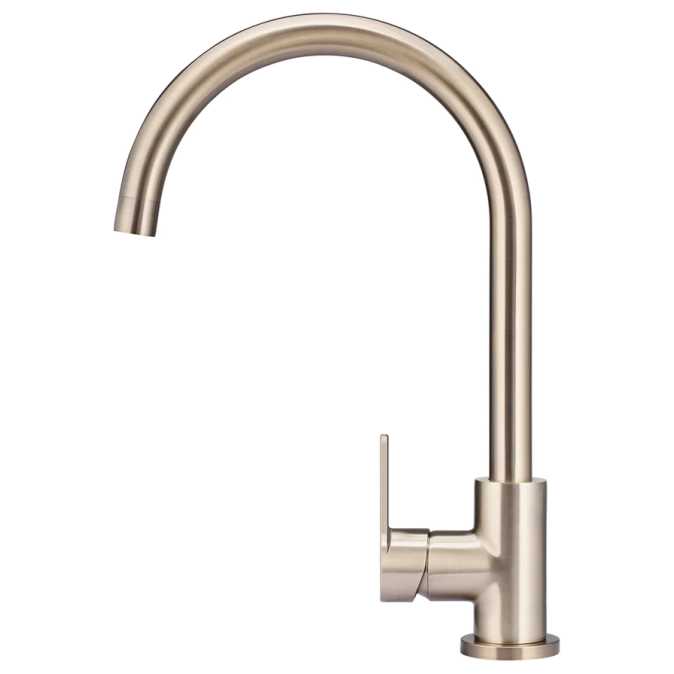 Meir Round Gooseneck Kitchen Mixer Tap with Paddle Handle Champagne - BSD