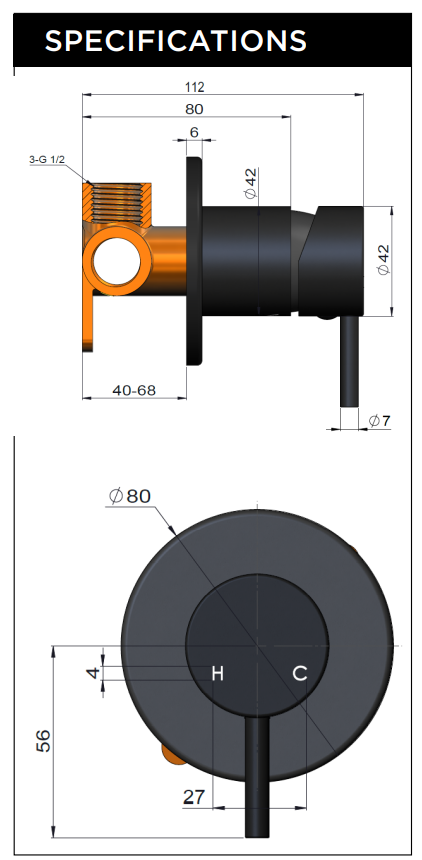 Meir Round Wall Mixer Short Pin Lever Brushed Nickel - BSD
