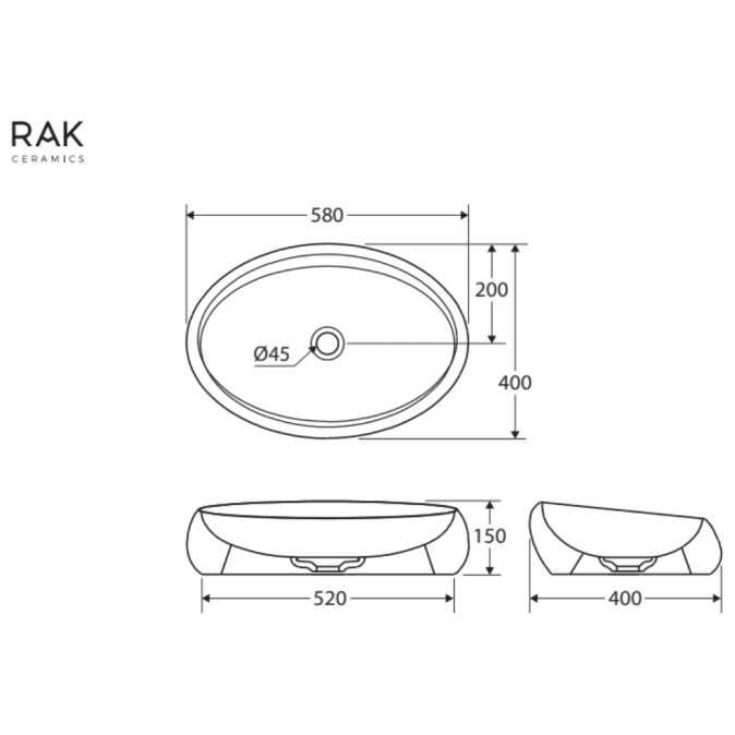 RAK Cloud Above Counter Basin Matte White - BSD