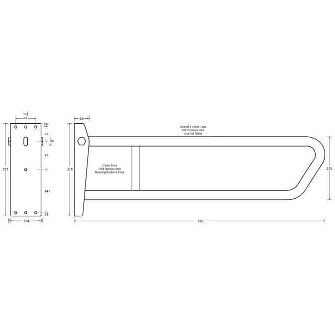 Metlam Flip Up Pull Down Grab Rail Stainless Steel - BSD