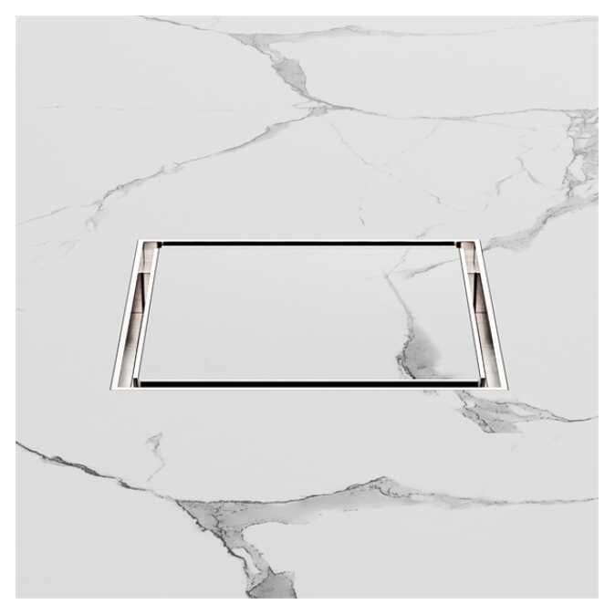 Nero 130mm Square Tile Insert Floor Waste 100mm Outlet Brushed Nickel - BSD