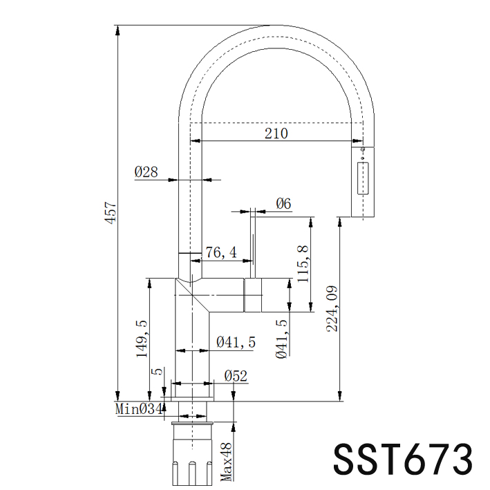 Linkware Elle 316 Pull Out Sink Mixer Gun Metal - BSD