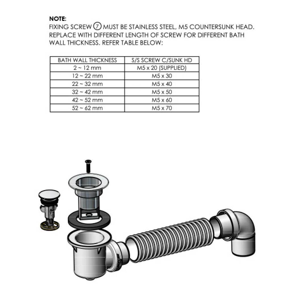 ART Australia Bath Bend Pop Down® and Connector Gloss White - BSD