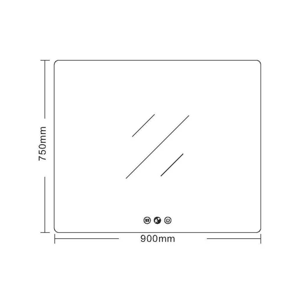 Luna LED Rectangular Mirror 900mm - with Adjustable LED Lighting - BSD