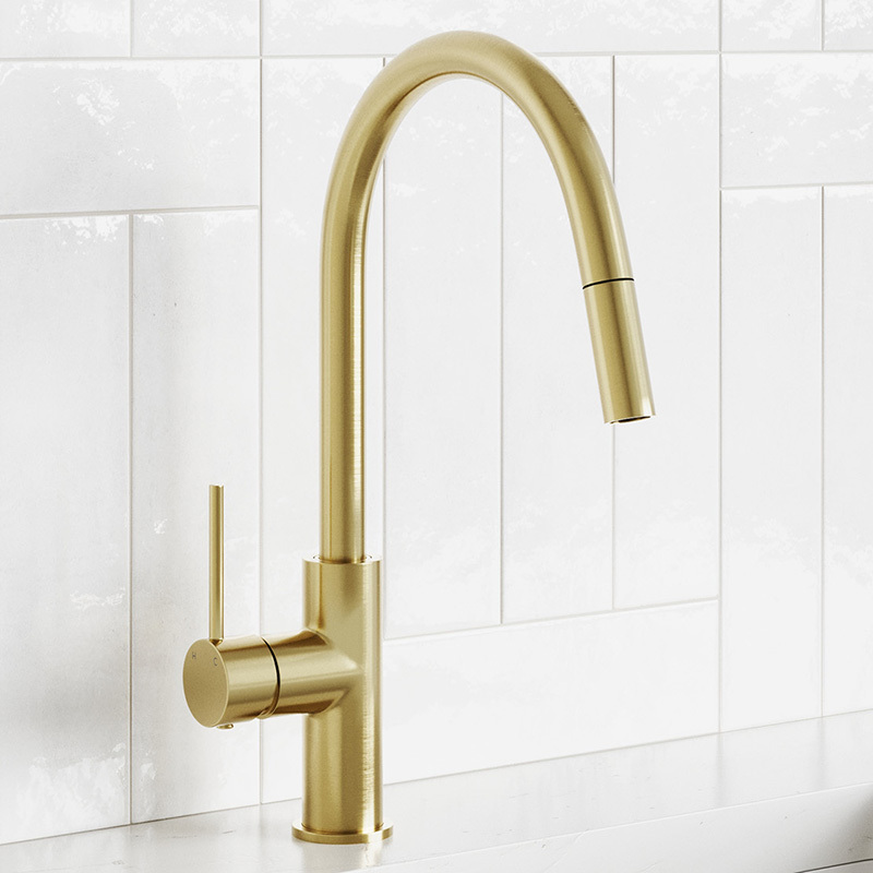 Modern National Star Mini Pull Out Kitchen Mixer PVD Brushed Bronze - BSD