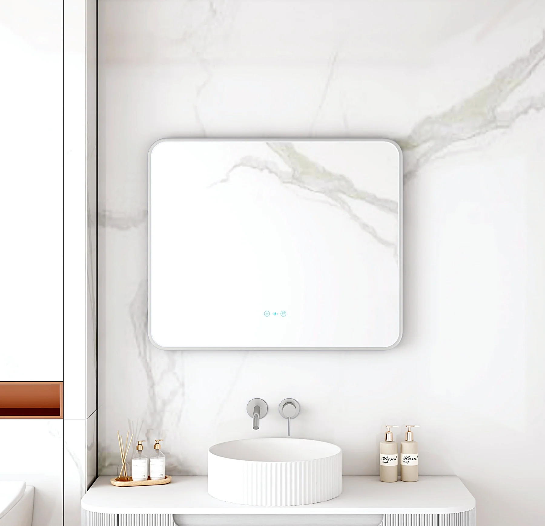 Maia 750×900mm LED Rectangular Mirror – Gun Metal Frame - BSD